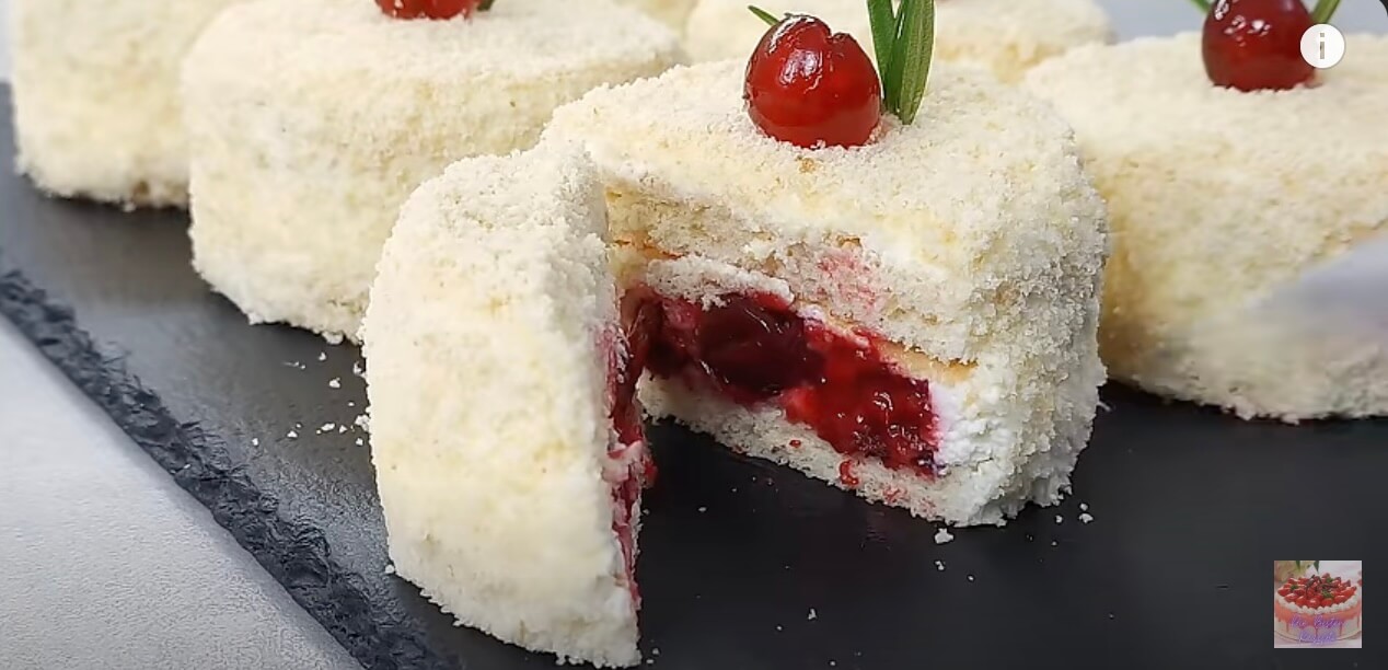 Heavenly Delights: Cherry & Cream Stuffed Mini Cakes